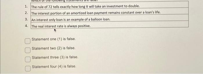 Solved Statement one (1) is false. Statement two (2) is | Chegg.com
