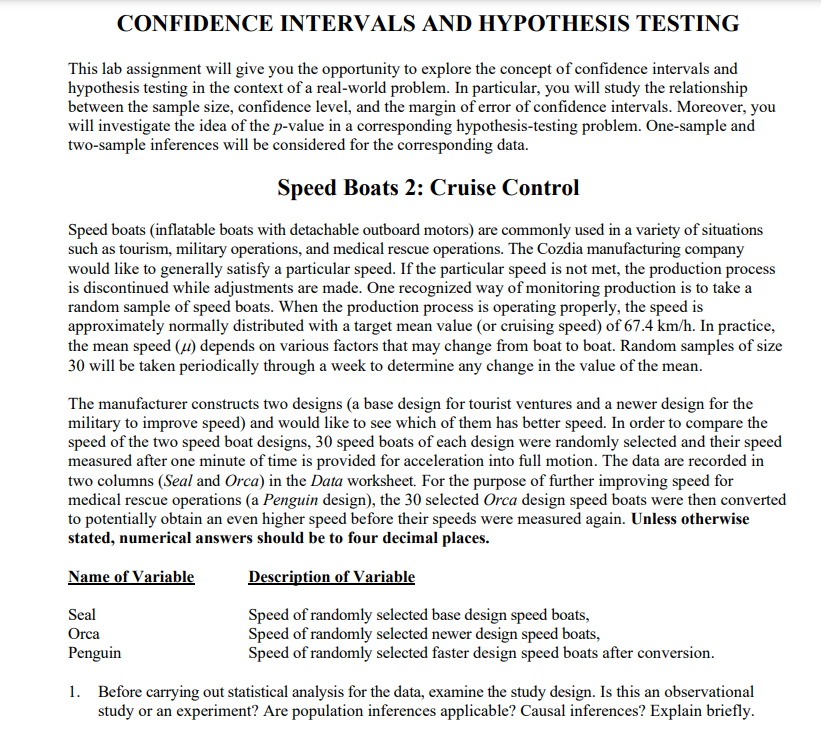 Solved CONFIDENCE INTERVALS AND HYPOTHESIS TESTINGThis lab | Chegg.com