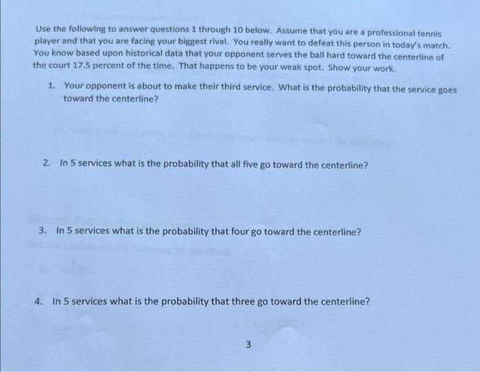 Use the following to answer questions 1 through 10 | Chegg.com