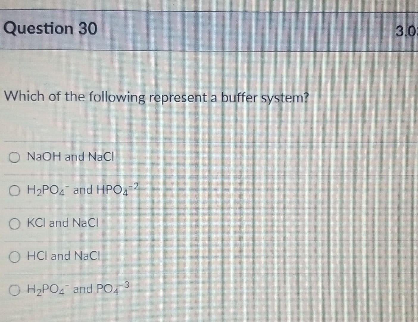 Solved Which of the following represent a buffer system? | Chegg.com