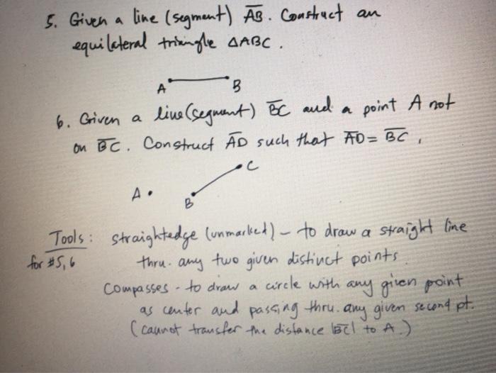 Solved 5. Given a line (segment) AB. Construct an | Chegg.com