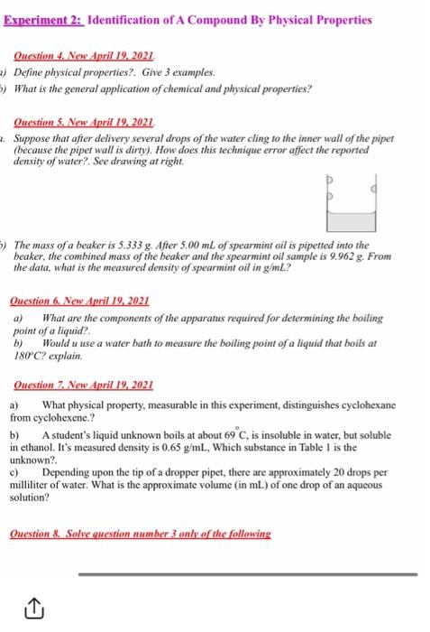 Solved Experiment 1: Basic Laboratory Operations Question 1. | Chegg.com