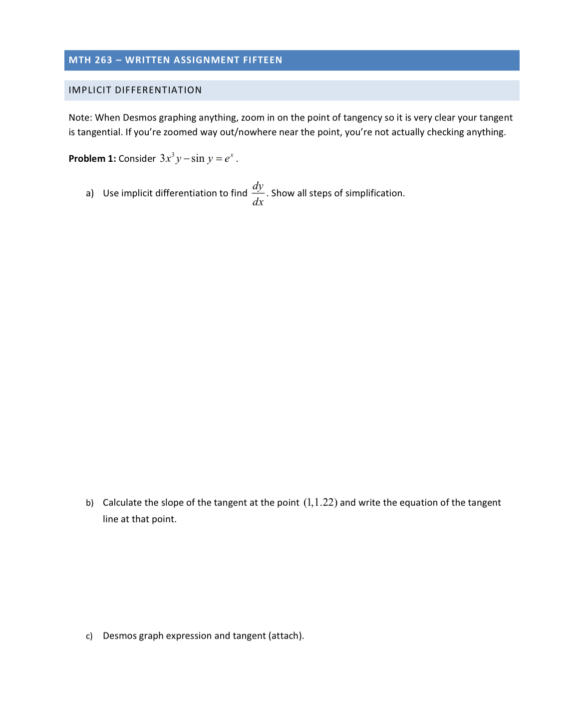 Solved MTH 263 - ﻿WRITTEN ASSIGNMENT FIFTEENIMPLICIT | Chegg.com