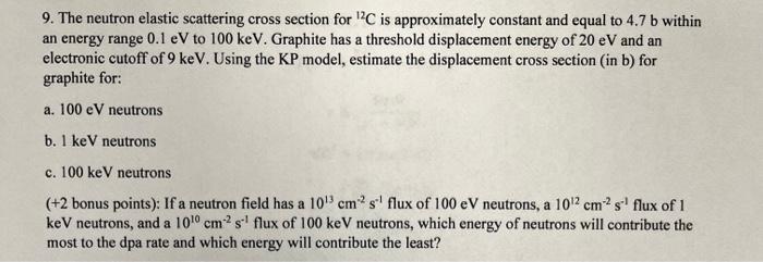 Solved 9. The neutron elastic scattering cross section for | Chegg.com