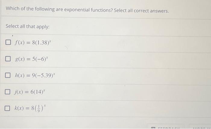 Solved Which of the following are exponential functions? | Chegg.com