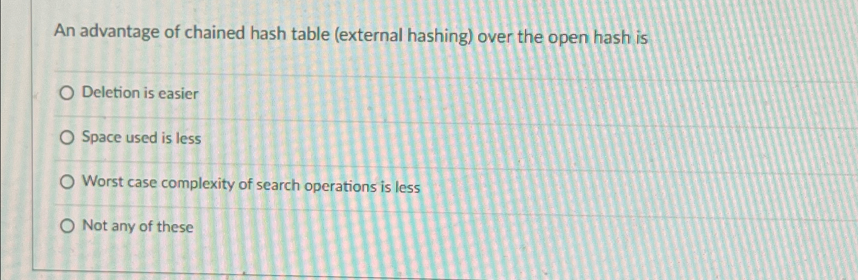 Solved An Advantage Of Chained Hash Table External Hashing