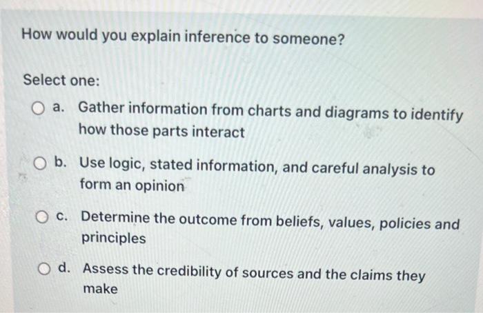 How would you explain inference to someone? Select | Chegg.com