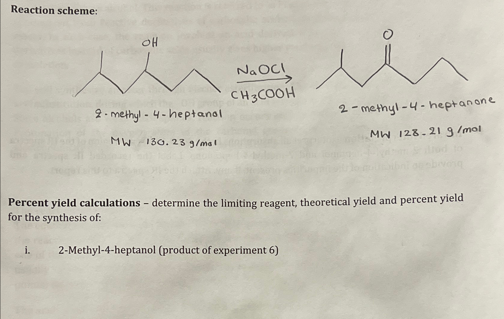 Reaction scheme:→?CH3COOHNaOCl2 - ﻿methyl | Chegg.com