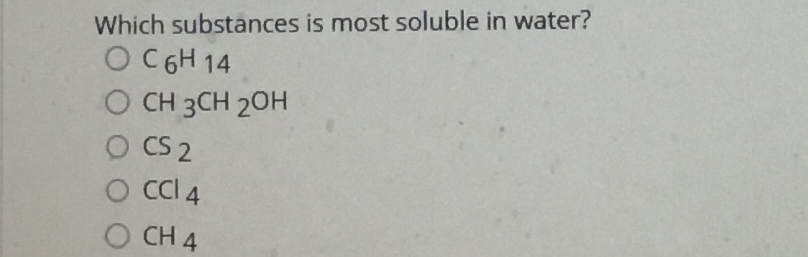 High Quality SOLUTION Which substances is most soluble in | Chegg.com