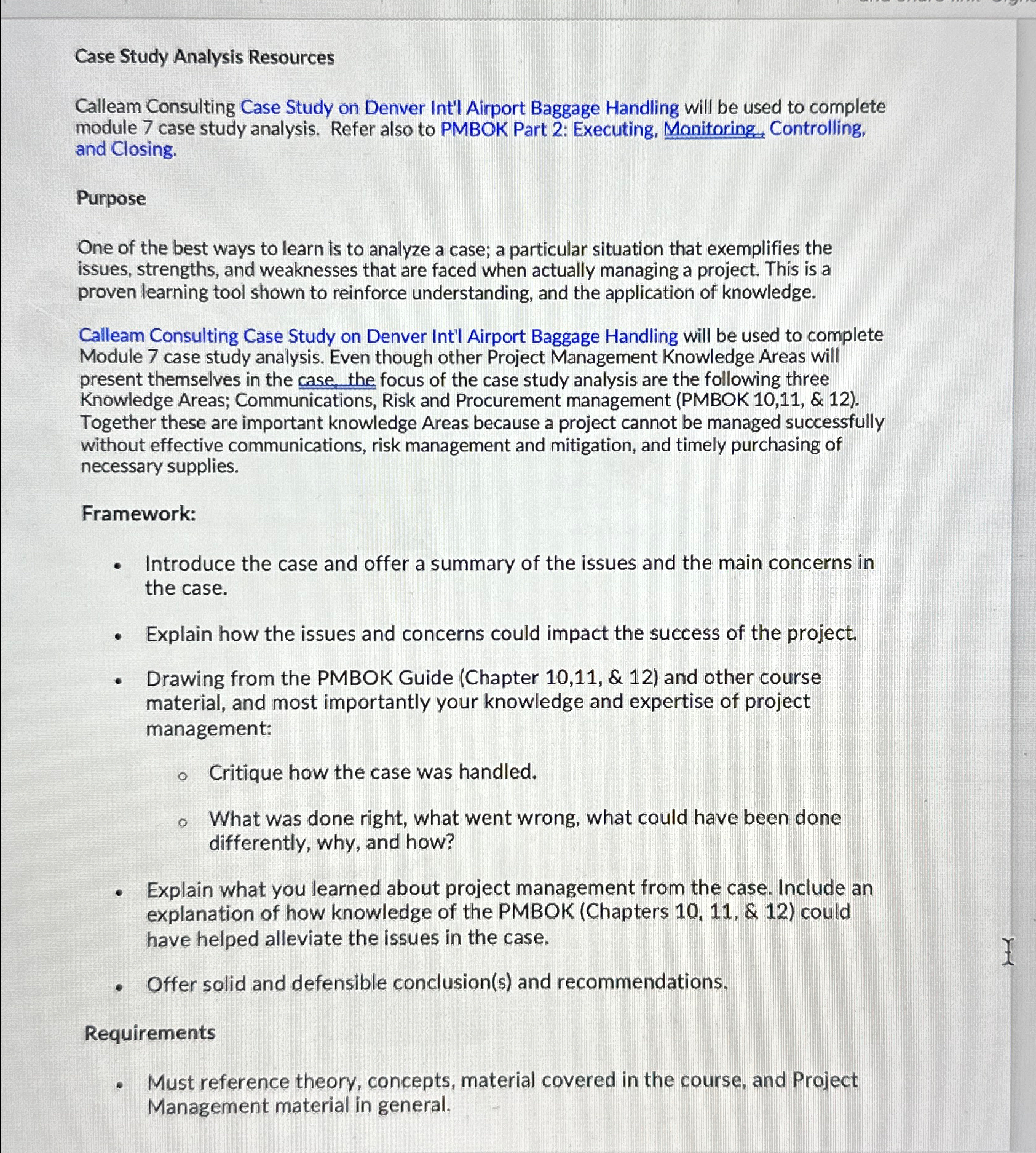 Solved Case Study Analysis ResourcesCalleam Consulting Case | Chegg.com