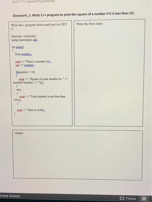 Solved BGN 2712 Applied Programming Classwork_1: Write C++ | Chegg.com
