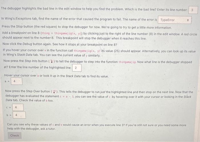 Solved More fun with the debugger Running the following | Chegg.com