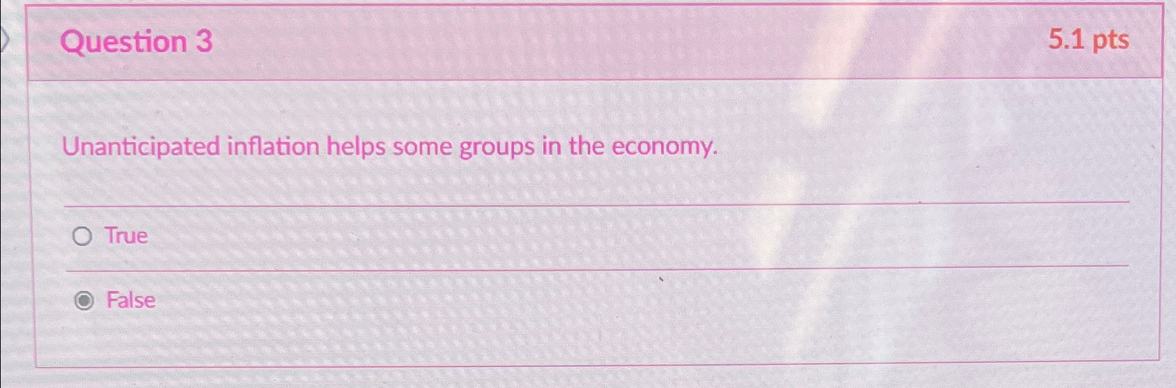 Solved Question 35.1ptsUnanticipated inflation helps some | Chegg.com