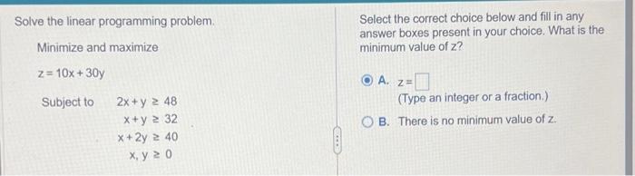 Solved Solve the linear programming problem. Minimize and | Chegg.com