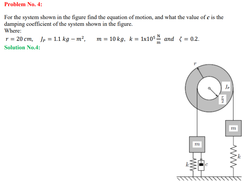 Solved Problem No. 4:For the system shown in the figure find | Chegg.com