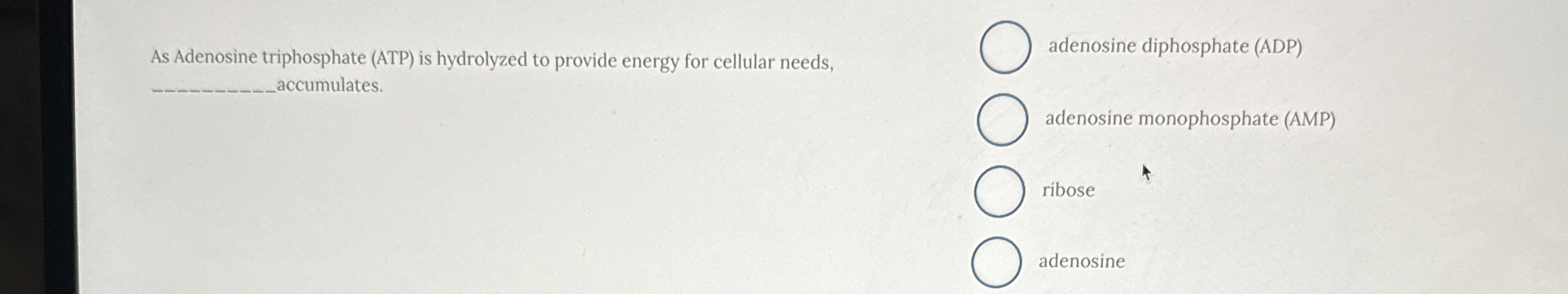 Solved As Adenosine triphosphate (ATP) ﻿is hydrolyzed to | Chegg.com