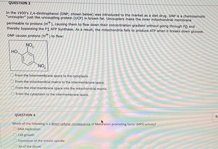Solved QUESTION 3 In the 1930's 2,4-dinitrophenol (DNP; | Chegg.com