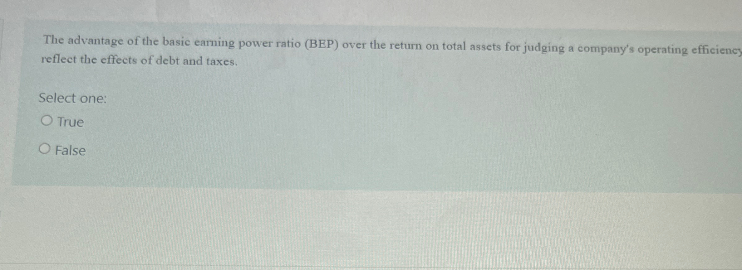 Solved The advantage of the basic earning power ratio (BEP) | Chegg.com