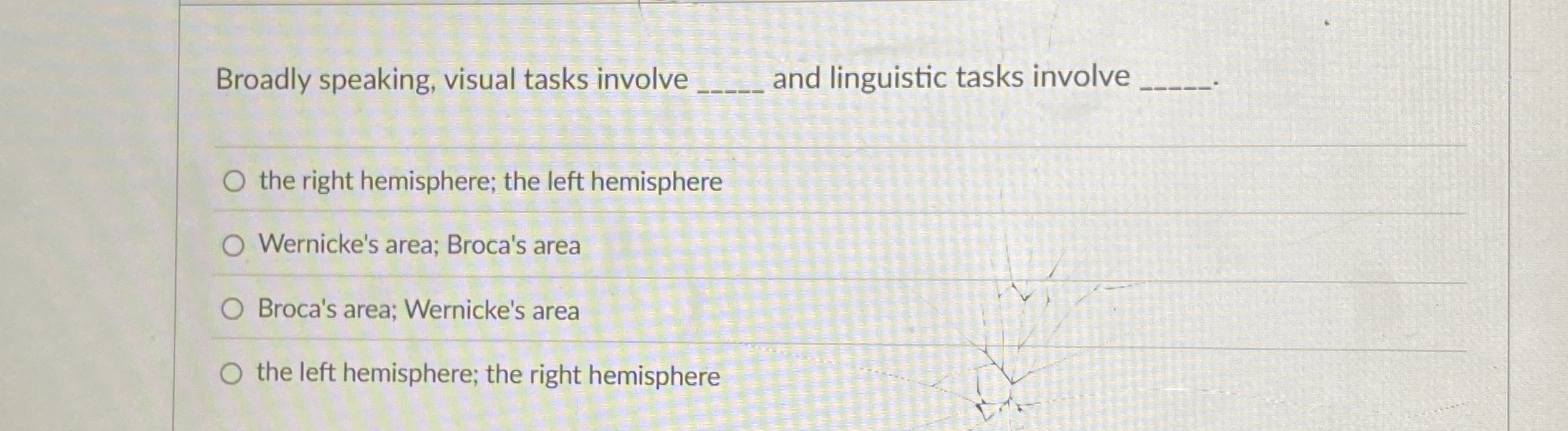 Solved Broadly speaking, visual tasks involve q, ﻿and | Chegg.com