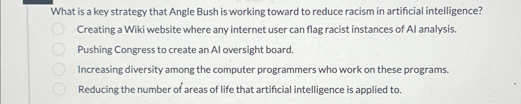 Solved What is a key strategy that Angle Bush is working | Chegg.com