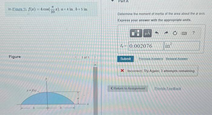 Solved In (Eigure . 1), f(x)=4cos(10πx),a=4 in, b=5 in | Chegg.com