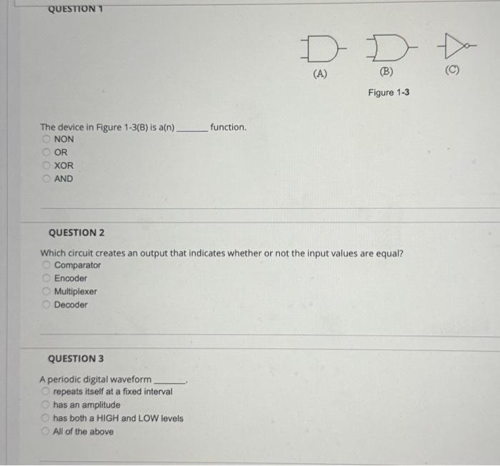 Solved The device in Figure 1−3(B) is a(n) function. NON OR | Chegg.com
