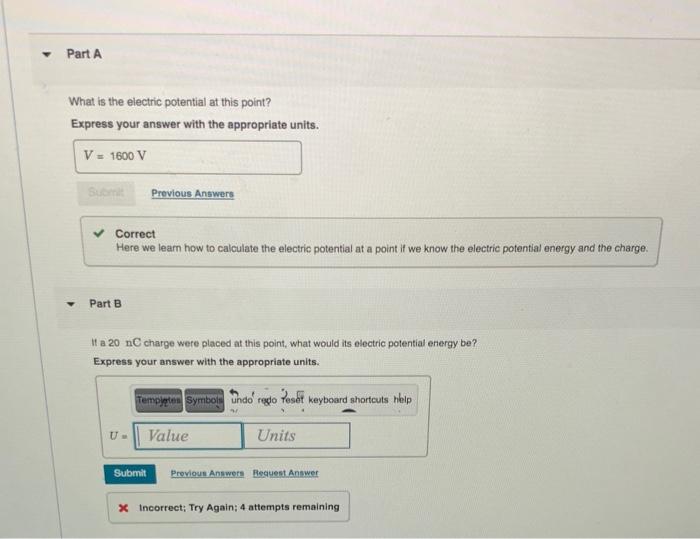 Solved At one point in space, the electric potential energy | Chegg.com