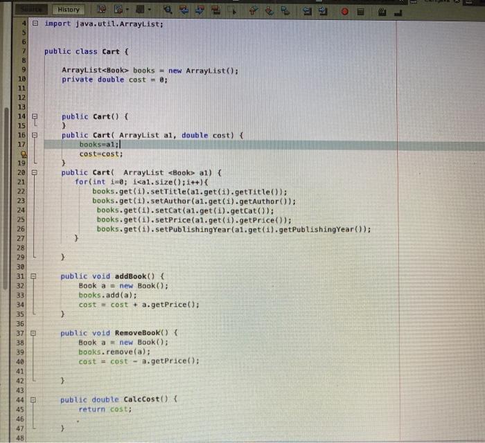 Solved a History 4 import java.util.ArrayList; 7 public | Chegg.com