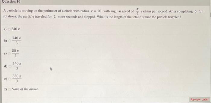 Solved A particle is moving on the perimeter of a circle | Chegg.com