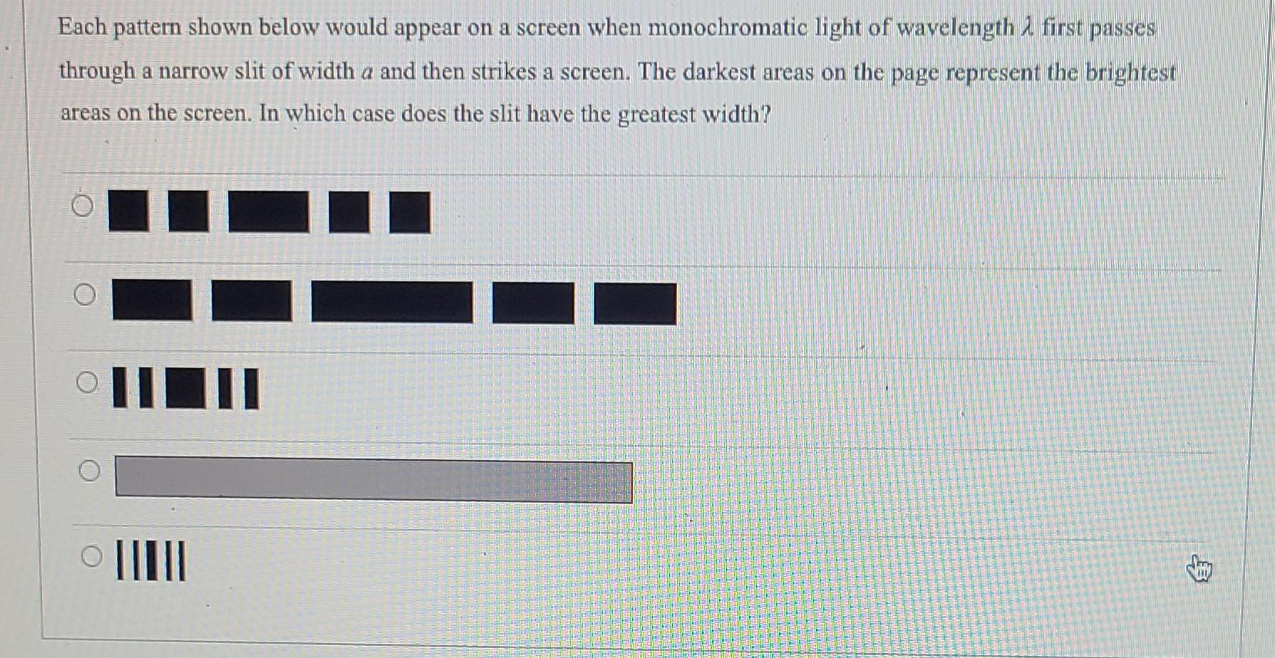 Solved Each pattern shown below would appear on a screen | Chegg.com