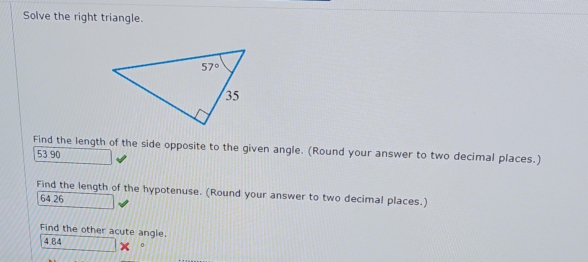 Solved Solve the right triangle. Find the lenath of the side | Chegg.com