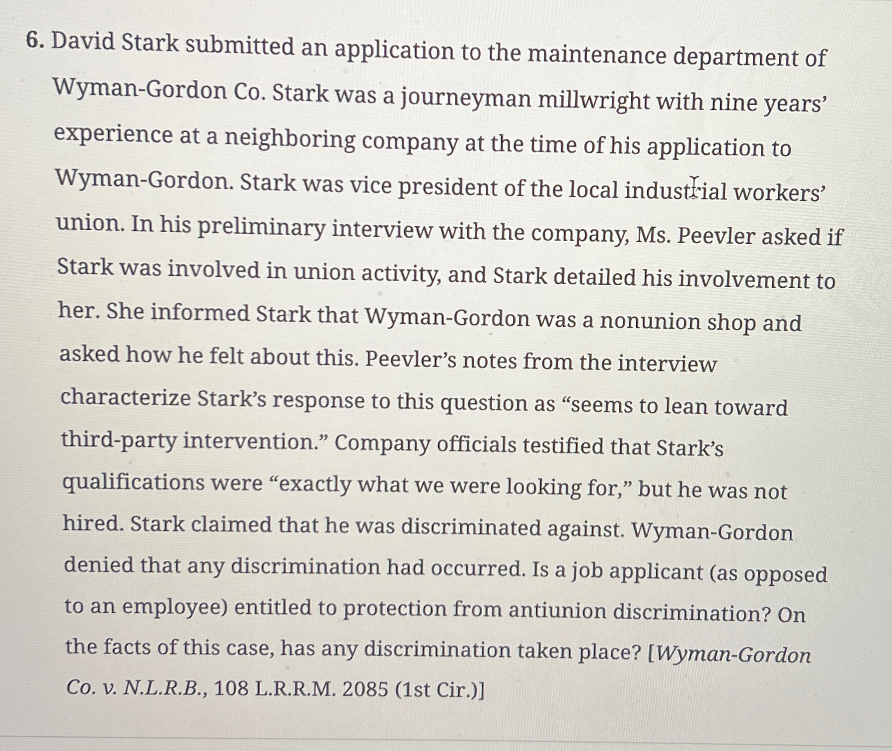 Solved David Stark submitted an application to the | Chegg.com