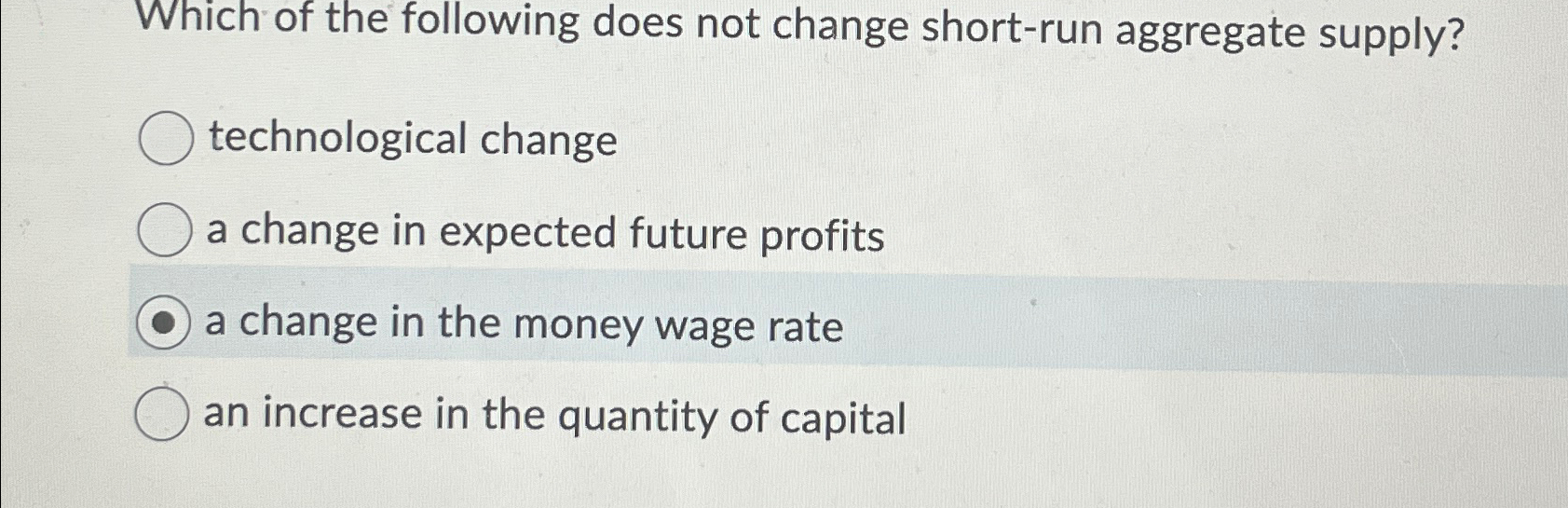 Solved Which of the following does not change short-run | Chegg.com