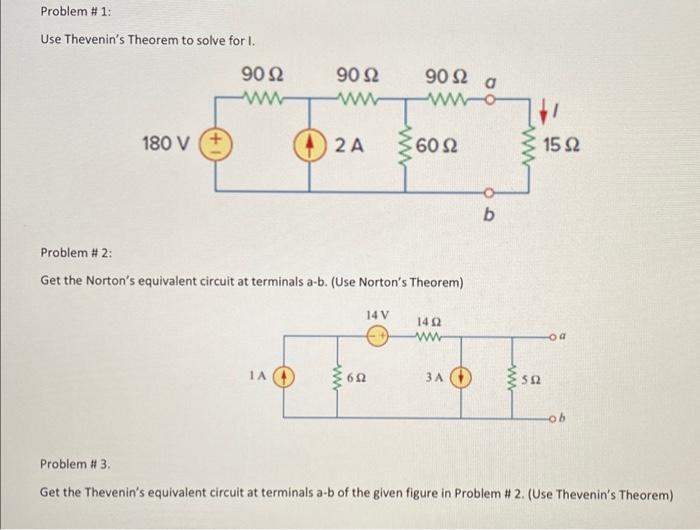 Solved Problem \# 1: Use Thevenin's Theorem to solve for 1. | Chegg.com