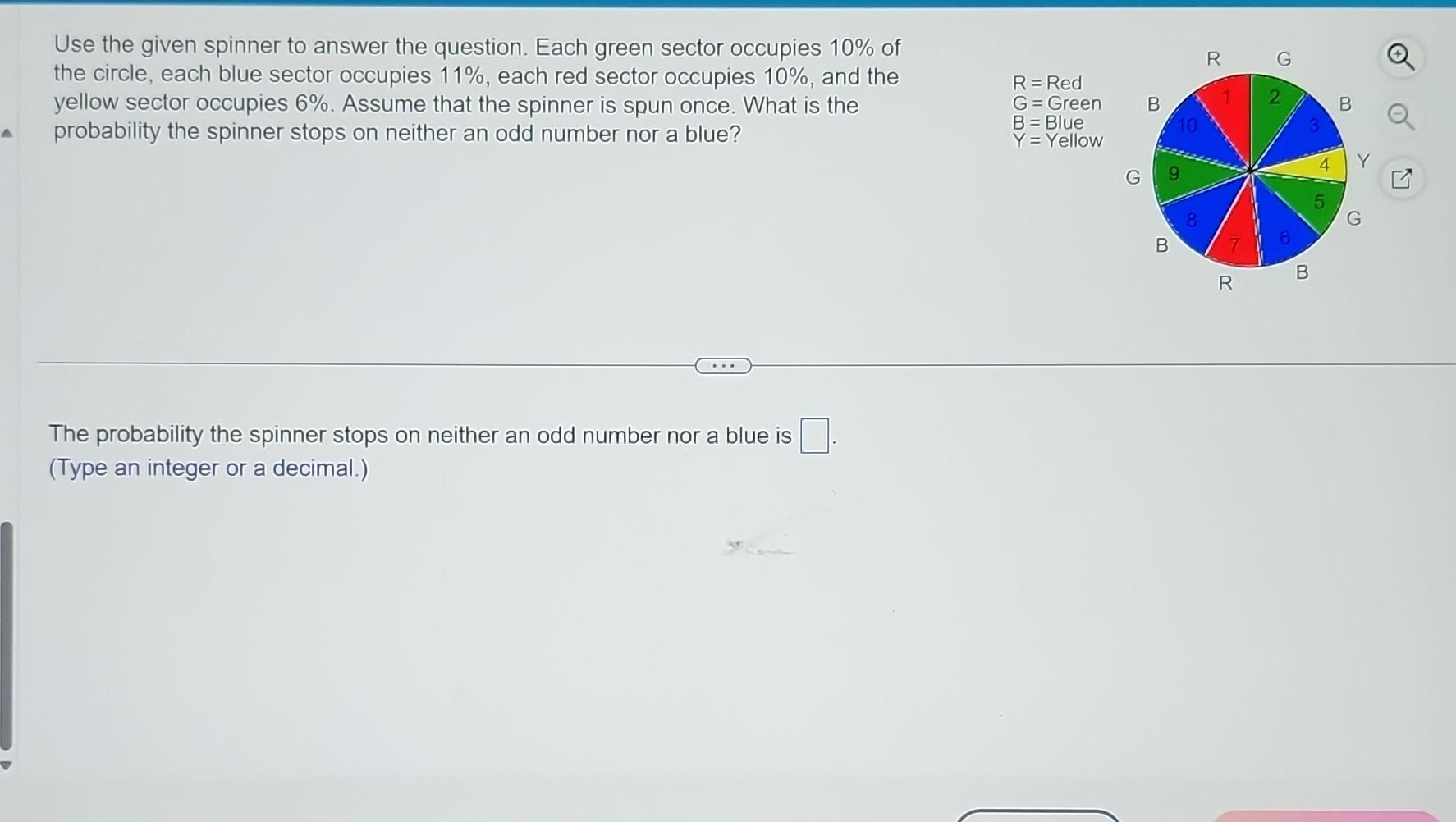 Solved Use the given spinner to answer the question. Each | Chegg.com