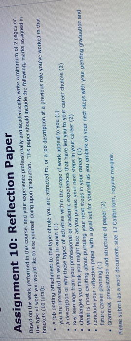 Solved Assignment 10: Reflection Paper Based on the work | Chegg.com