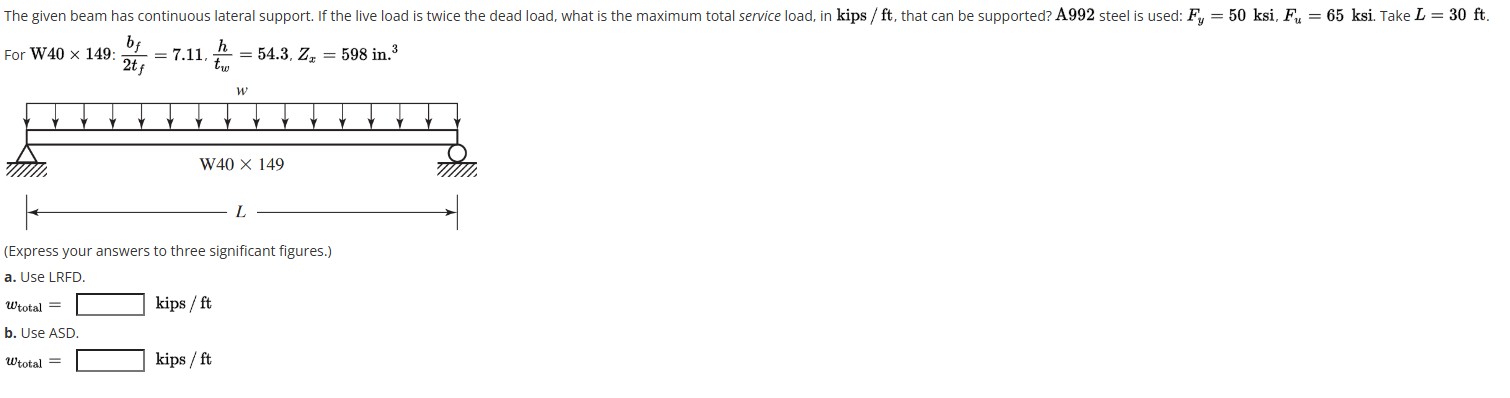 Solved The given beam has continuous lateral support. If | Chegg.com