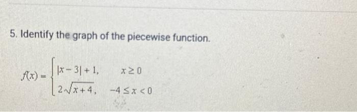Solved 5. Identify the graph of the piecewise function. | Chegg.com