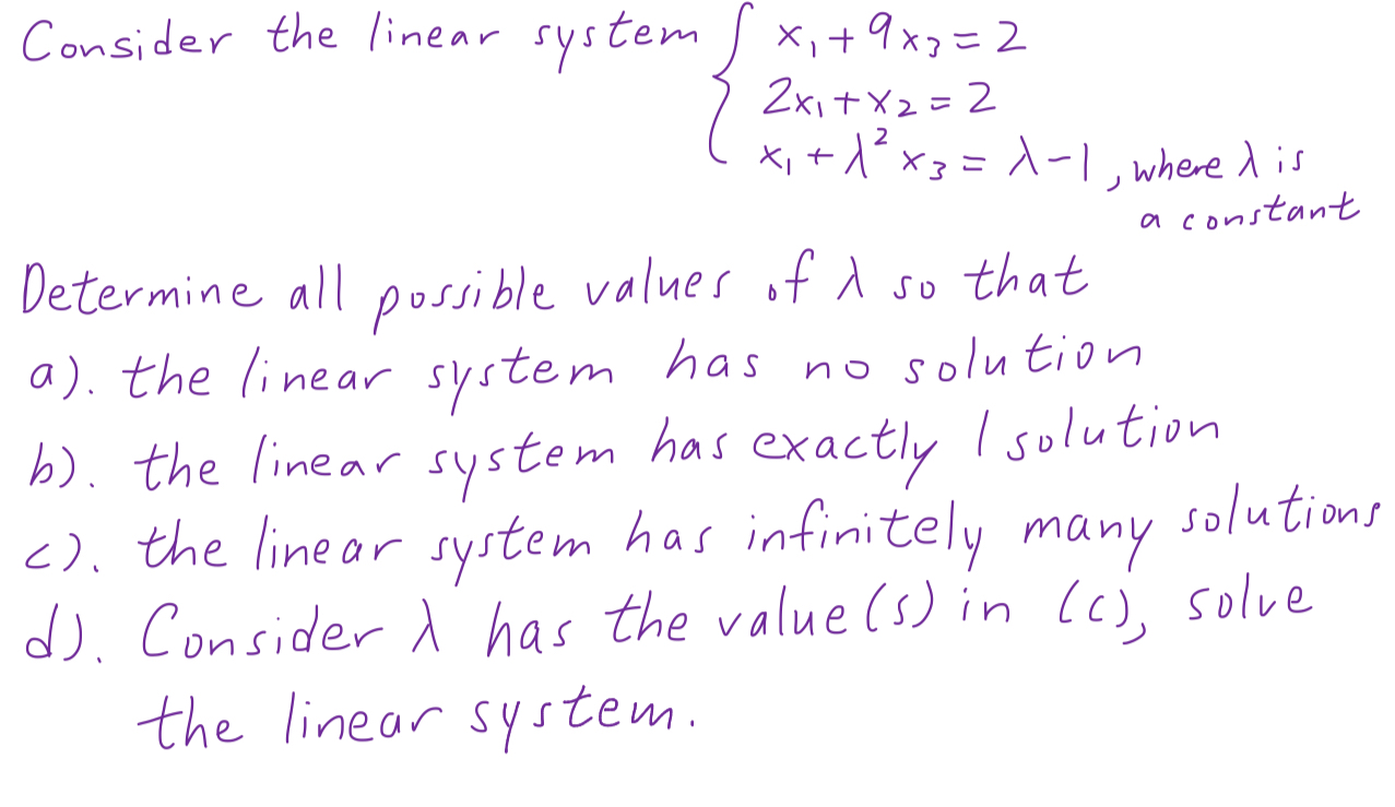 Solved Consider the linear system | Chegg.com
