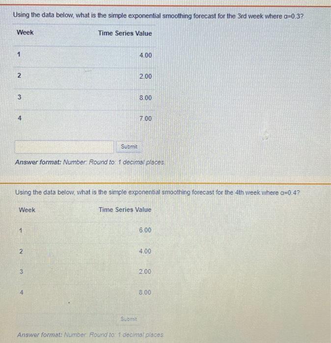 Solved Using the data below, what is the simple exponential | Chegg.com