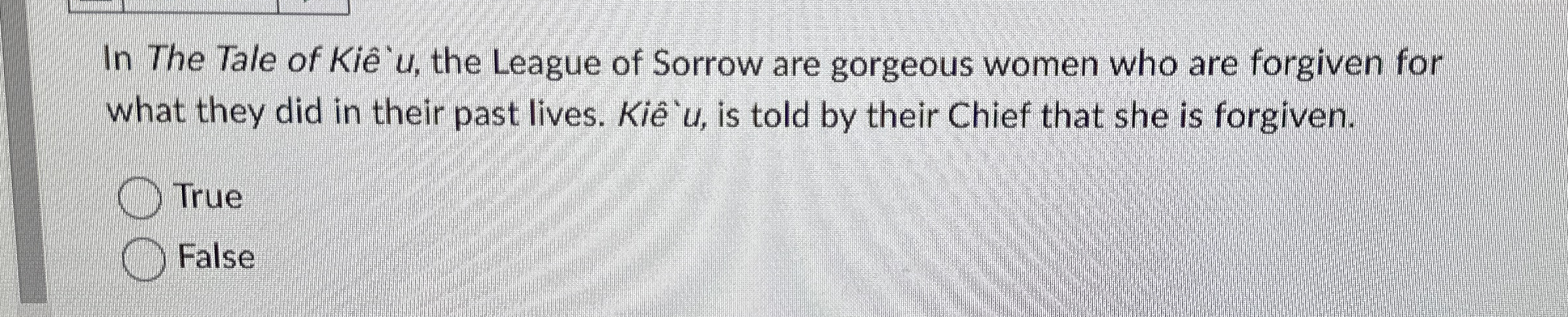 Solved In The Tale of Kiê ' u, ﻿the League of Sorrow are | Chegg.com