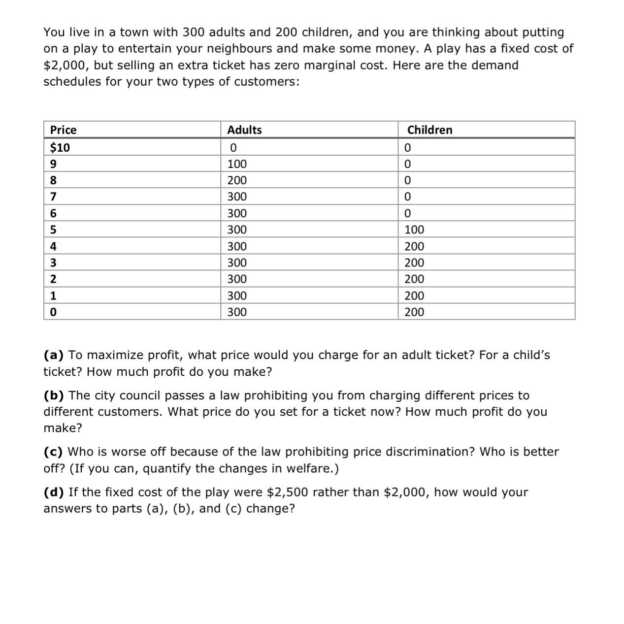 Solved You live in a town with 300 ﻿adults and 200 | Chegg.com