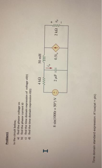 Solved In the circuit below, a) find the phasor voltage vo | Chegg.com