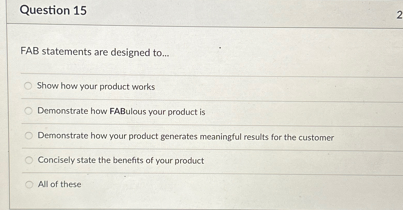 Solved Question 15FAB statements are designed to...q,Show | Chegg.com