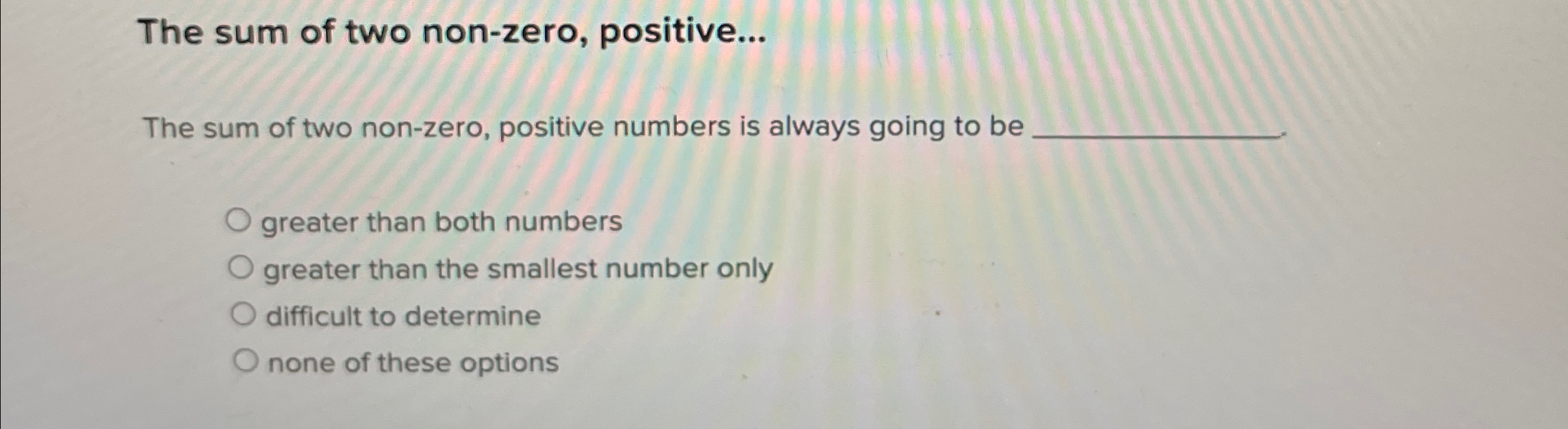 Solved The sum of two non-zero, positive...The sum of two | Chegg.com