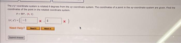Solved The xy-coordinate system is rotated 0 degrees from | Chegg.com