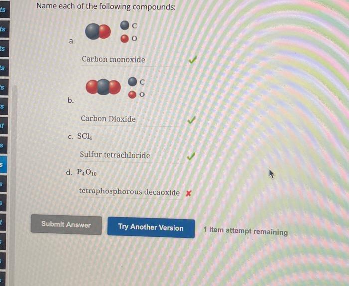 Solved Name each of the following compounds: | Chegg.com