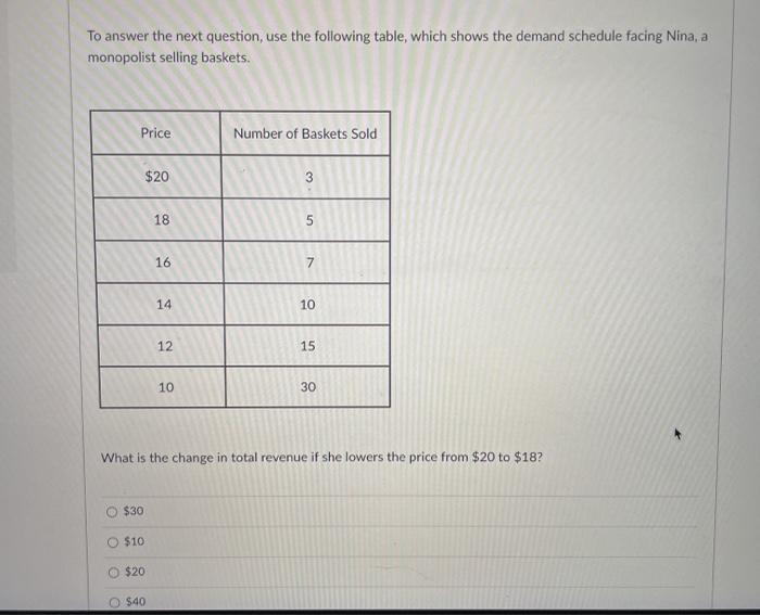 Solved To answer the next question, use the following table, | Chegg.com