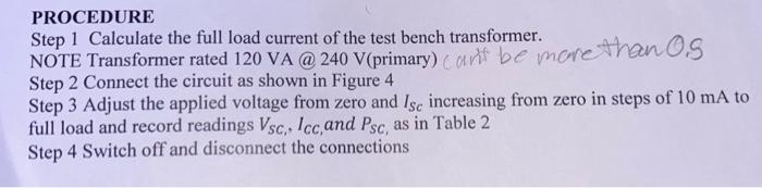 Solved PROCEDURE Step 1 Calculate the full load current of | Chegg.com