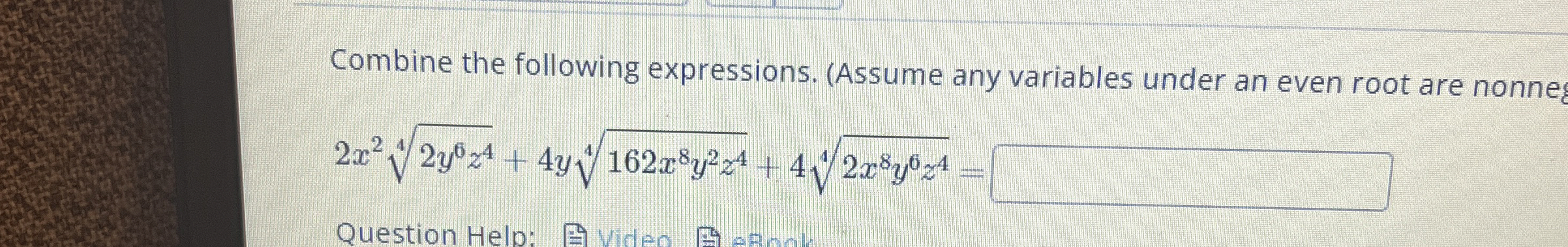 Solved Combine the following expressions. (Assume any | Chegg.com